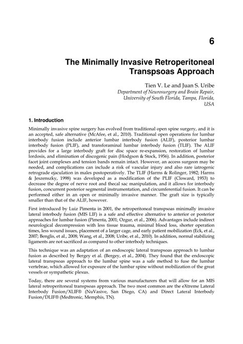 Pdf The Minimally Invasive Retroperitoneal Transpsoas Approach