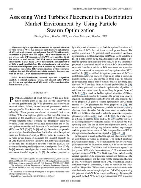 Pdf Assessing Wind Turbines Placement In A Distribution Market