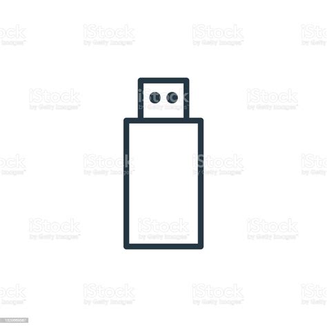 컴퓨터 개념에서 플래시 드라이브 아이콘 벡터입니다 플래시 드라이브 편집 가능한 스트로크의 얇은 선 그림입니다 웹 및 모바일 앱 로고 인쇄 미디어에 사용할 수 있는 플래시