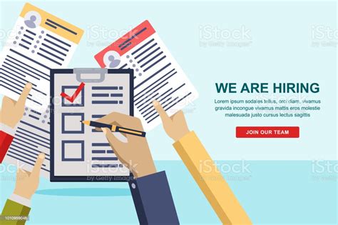 이력서를 주는 손 인사 관리자를 다시 시작 합니다 채용 및 채용 배너 또는 포스터 디자인 템플릿 벡터 일러스트입니다 객실 있음에