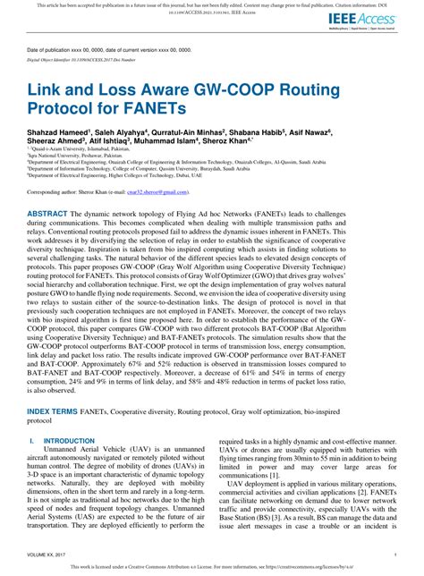 Pdf Link And Loss Aware Gw Coop Routing Protocol For Fanets