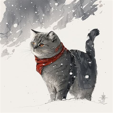 水墨画风猫猫插画chrissieliang 站酷zcool
