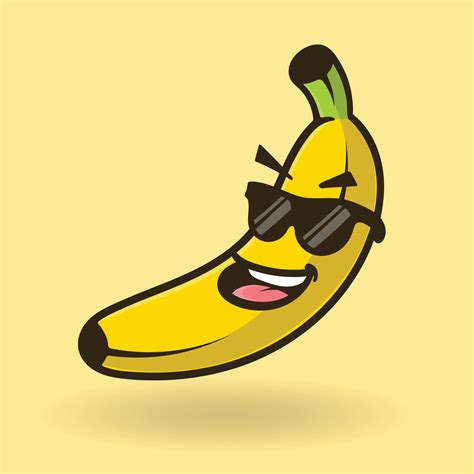 Banana Art Using Glasses Sticker Vector Icon Illustration Banana
