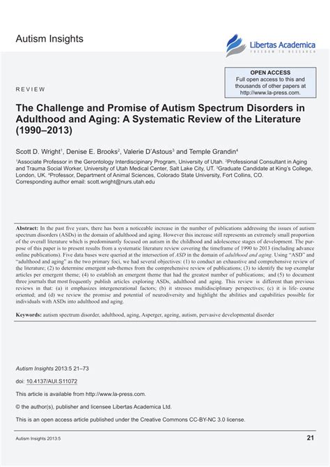 Pdf The Challenge And Promise Of Autism Spectrum Disorders In
