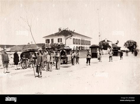 Vintage Late Th Century Photograph Sedan Chairs Carrying Chairs