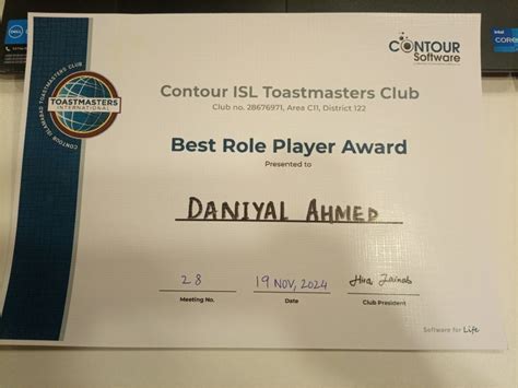 Daniyal Ahmed On Linkedin 28th Contour Islamabad Toastmasters