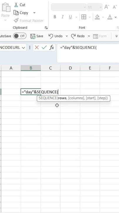 Day Sequence Formula In Excel Excel Excelshortcuts Exceltips Youtube