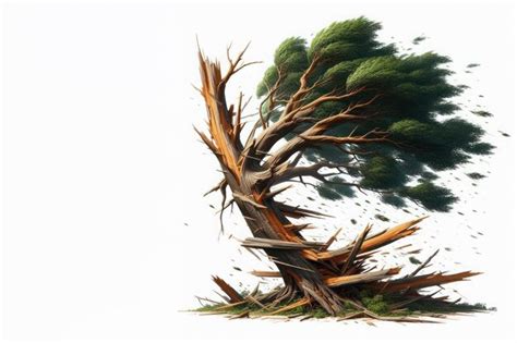 Premium Photo A Tree Breaking In A Strong Wind Space For Text