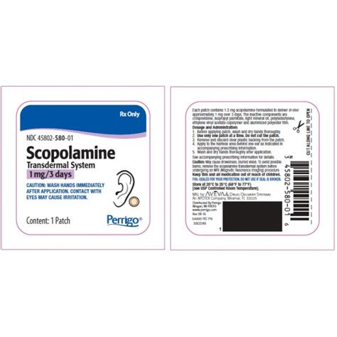 Scopolamine Td Patch 1mg3days Rx Products