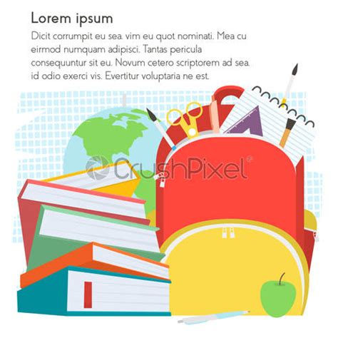 School Template With Backpack And Books With Text Placevector Illustration Stock Vector