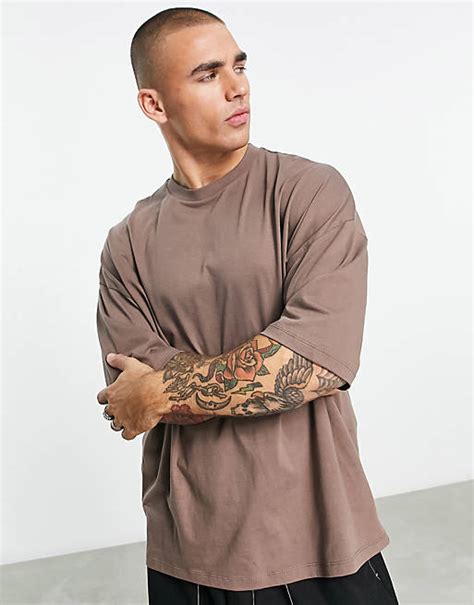 Asos Design Oversize T Shirt In Braun Asos