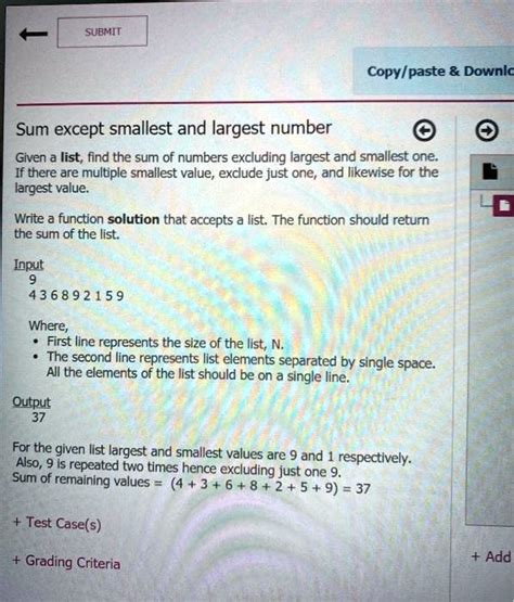 Python Code Submit Copypastedownlc Sum Except Smallest And Largest