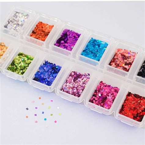 Ab 메탈릭 네일 글리터 12세트 8 사각