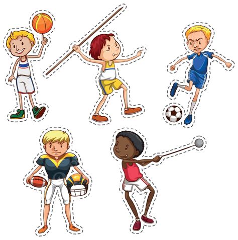 Sticker Set Of People Doing Sports Clip Art Illustration Drawing Vector