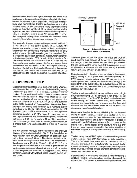 Application Of Magnetorheological Dampers To Seismically Excited Structures Pdf Civil
