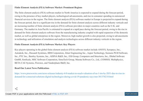 Ppt Finite Element Analysis [fea] Software Market Analysis Till 2030 Powerpoint Presentation