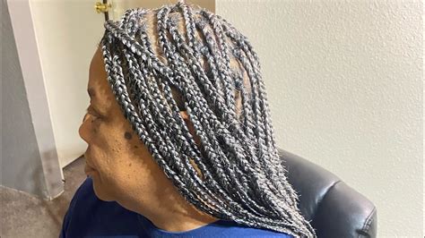 Gray Braided Wig Box Braids Salt And Pepper Hairs Br