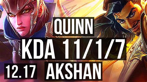 Quinn Vs Akshan Top 1117 Legendary 11m Mastery 400 Games