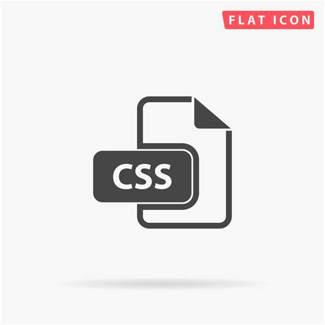 Css File Extension Simple Flat Black Symbol With Shadow On White Background Vector