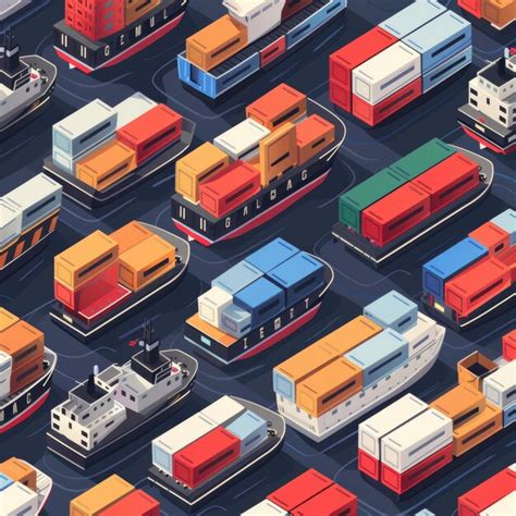 Premium Photo Seamless Pattern Of Miniature Container Ships And Cargo