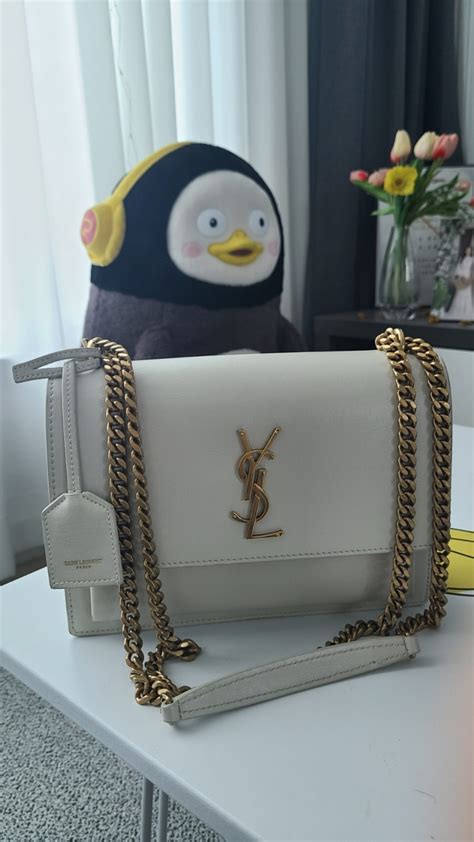 Ysl 생로랑 입생로랑 선셋백 미듐 화이트 아이보리 숄더백 체인백 후기 네이버 블로그