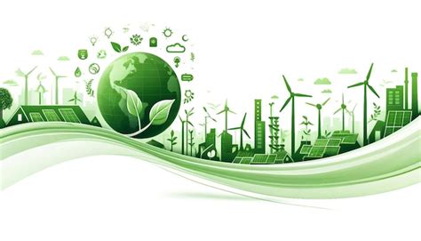 Panorámico Mundo Verde Sostenibilidad Y Energía Renovable Vector Premium