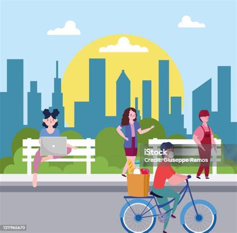 Ilustración De Actividades Del Parque De La Ciudad Y Más Vectores