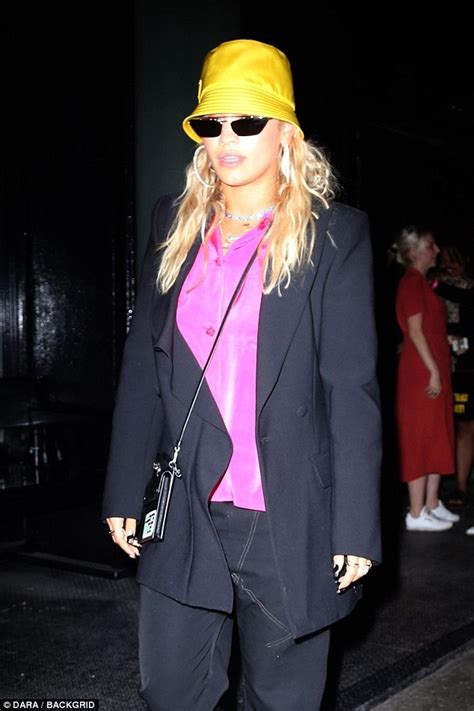 Rita Ora Wears Canary Yellow Bucket Hat In New York Daily Mail Online