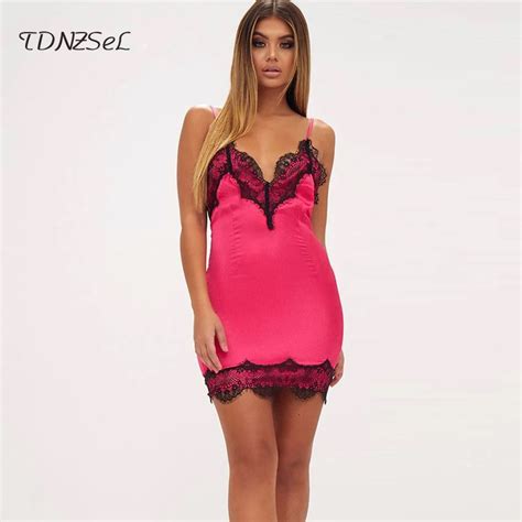 Womem Sexy Spaghetti Strap Nightgowns Deep V Neck Exotic Dress Lace