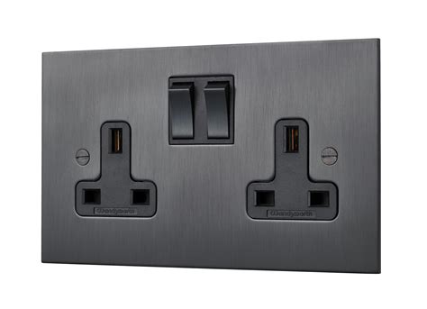 Polished Mirror Double Socket 2 Gangtwin Switched 13 Amp