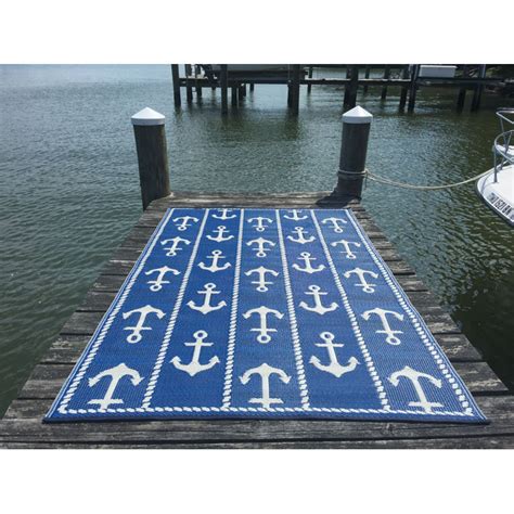Mad Mats Anchor Reversible Uv Resistant Blue And White Indooroutdoor