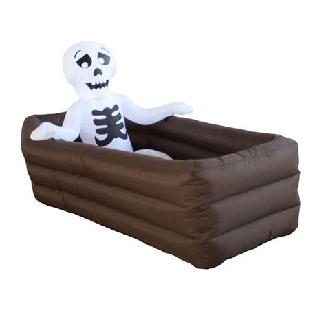 At Home Hi27 Inflatable Rising Skeleton In Coffin 55 Ft Delivery Or