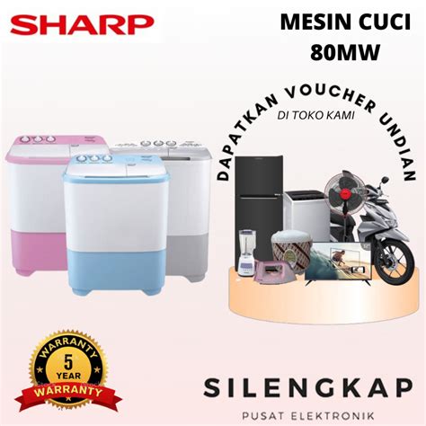 Jual Mesin Cuci 2 Tabung Sharp EST 80 MW 8 KG GARANSI RESMI Shopee