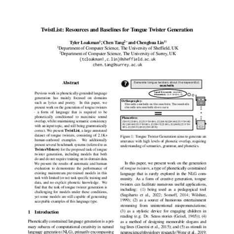 Twistlist Resources And Baselines For Tongue Twister Generation Acl