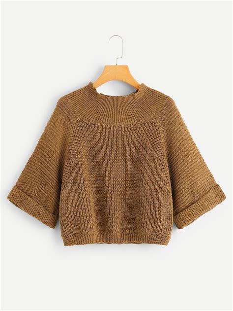 Shein Mock Neck Raglan Sleeve Jumper Tejidos De Moda Suéter Tejido