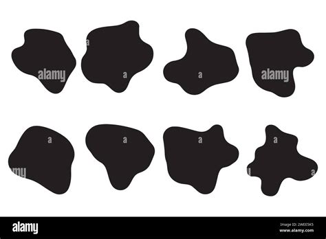 Random Abstract Liquid Organic Black Irregular Blotch Shapes Flat Style Design Fluid Vector