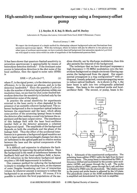 Pdf High Sensitivity Nonlinear Spectroscopy Using A Frequency Offset Pump