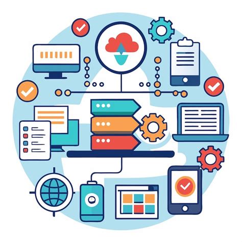 Illustration Of Data Flow And Connections Between Devices And Cloud