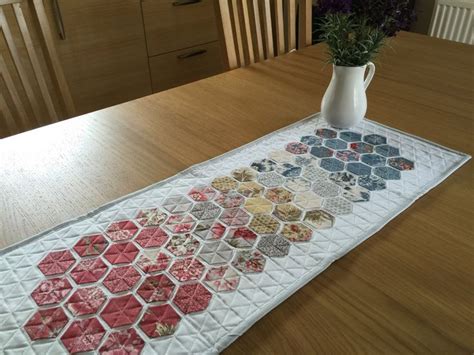 Hexagon Patchwork Table Runner Quilted Table Runner Hexie