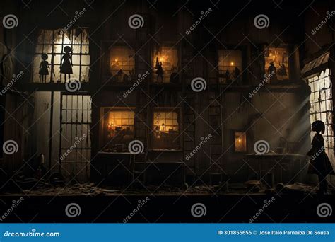 Creepy Dollhouse Shadows Shadows Cast On A Stock Illustration Illustration Of Interior Light