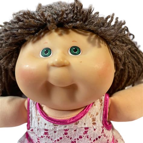20th Anniversary Cabbage Patch With Neck Stamp Brown Yarn Hair Green