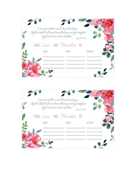 Ministering Assignment Cards Lds Relief Society Printable Navy Floral Artofit