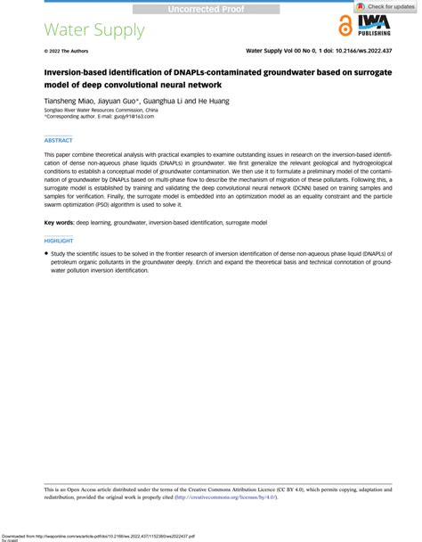 Pdf Inversion Based Identification Of Dnapls Contaminated Groundwater Based On Surrogate Model