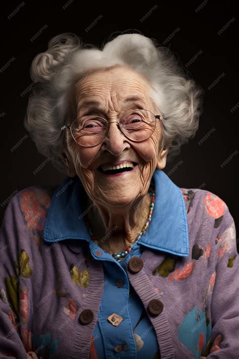 Premium Ai Image Generative Ai Adorable Cute Old Woman Smiling Isolated