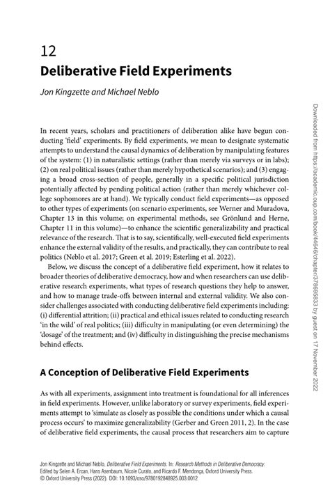 Pdf Deliberative Field Experiments