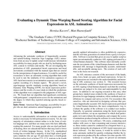 Evaluating A Dynamic Time Warping Based Scoring Algorithm For Facial