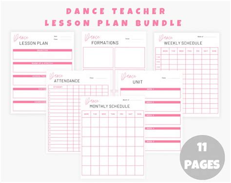 Dance Teacher Lesson Plan Bundle Printable Class Planner Attendance