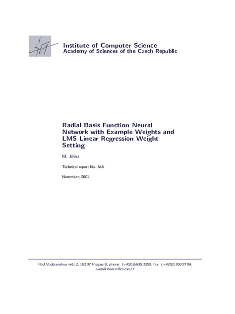 Radial Basis Function Neural Network With Example Weights And Lms