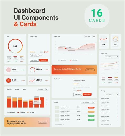 Elementos de interface do usuário para painel ou projeto da web Vetor