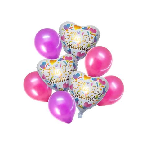 Set Globo Metalico Feliz Dia Mama Corazon X 1 Uni Arma Tu Party